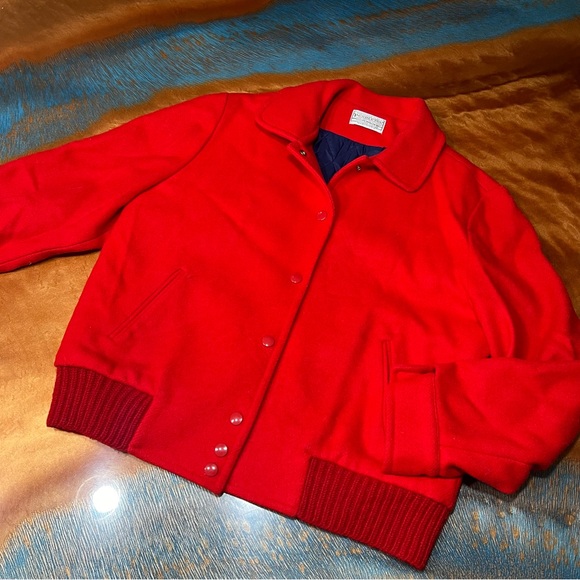Pendleton | Jackets & Coats | Vintage Pendleton Virgin Wool Red Bomber ...